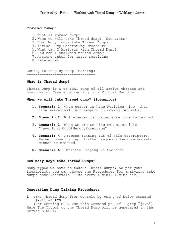Thread Dump | PDF | Java Virtual Machine | Thread (Computing)