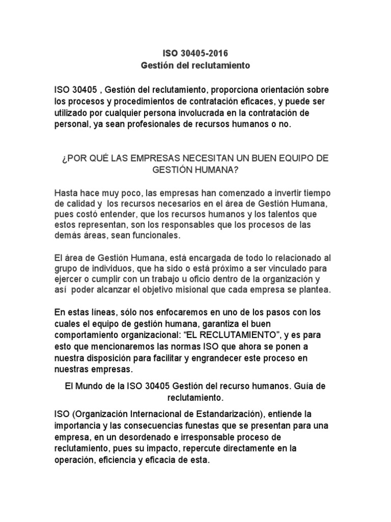 ISO 30405 Reclutamiento | PDF | Reclutamiento | Gestión de recursos humanos