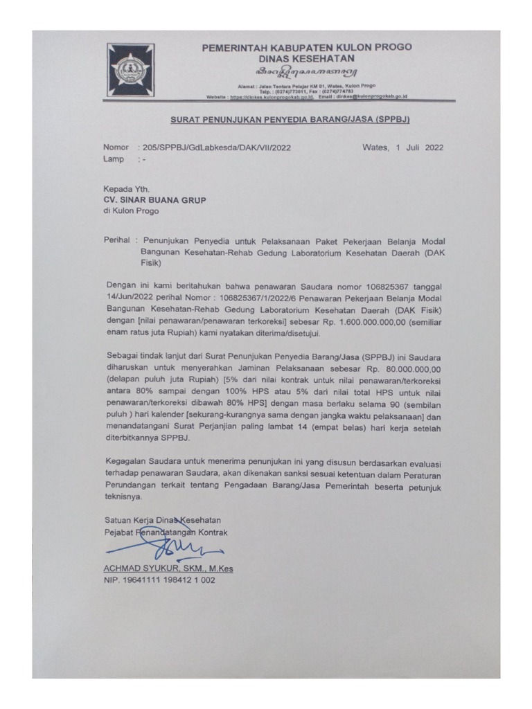 Sppbj Pembangunan Gedung Labkesda Pdf