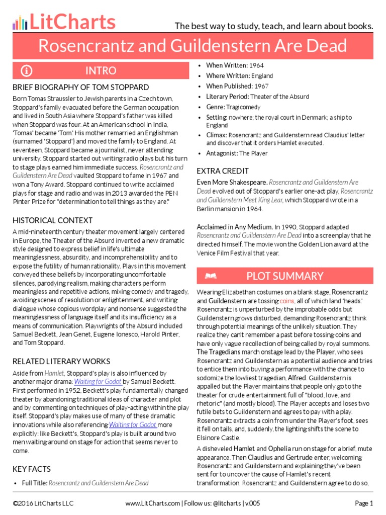 Rosencrantz and Guildenstern Are Dead LitChart | PDF | Hamlet