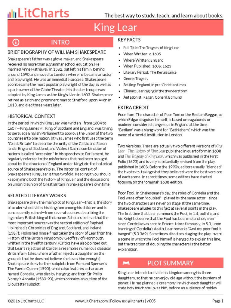 King Lear LitChart | PDF | King Lear