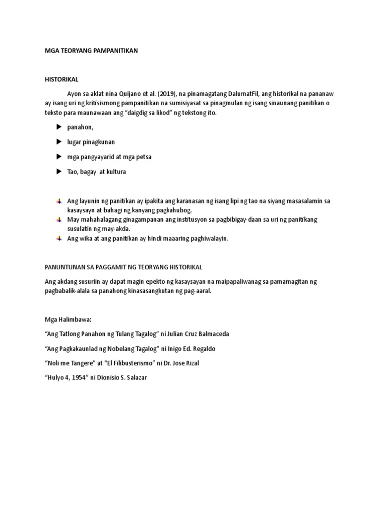 Mga Teoryang Pampanitikan | PDF