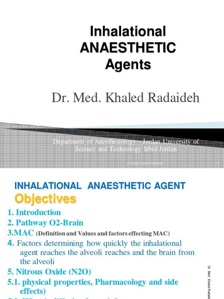 Inhalational Anesthetic Agents Overview | PDF | Anesthesia | Nitrous Oxide