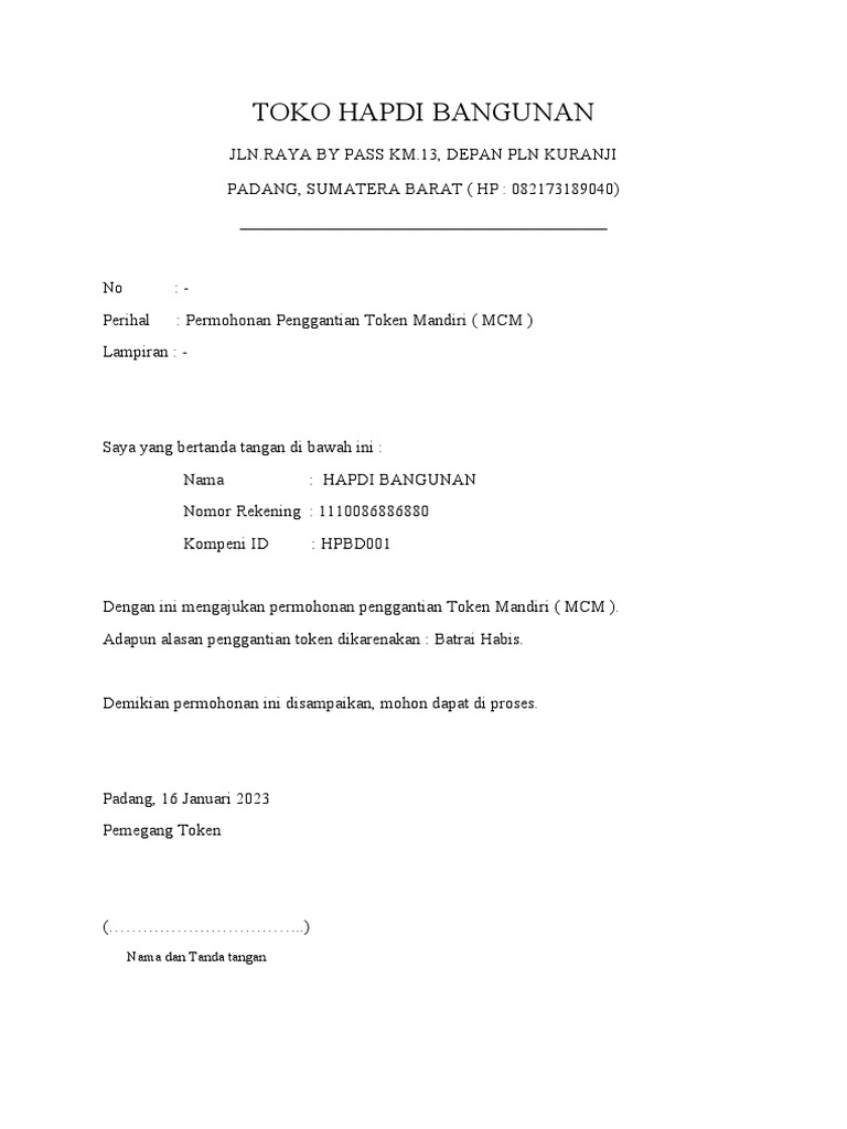 Toko Hapdi Bangunan: Nama Dan Tanda Tangan | PDF