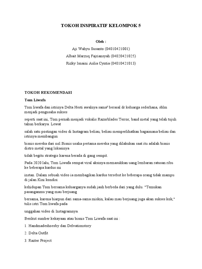 Tokoh Inspiratif Kelompok 5 (KWU) | PDF
