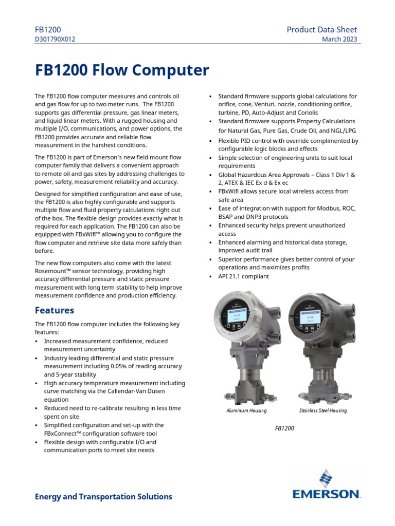 Fb1200 Flow Computer en 454552 | PDF | Flow Measurement | Gases