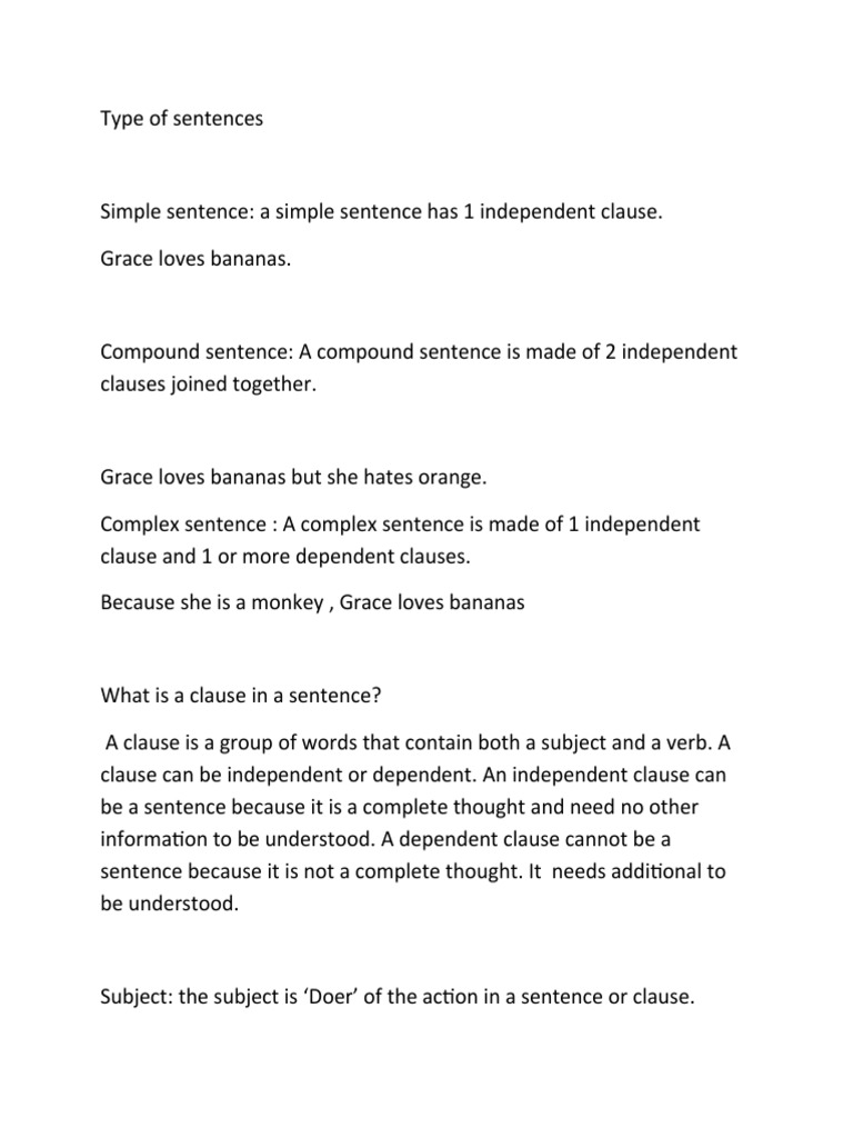 Understanding Sentence Types and Clauses | PDF | Wellness