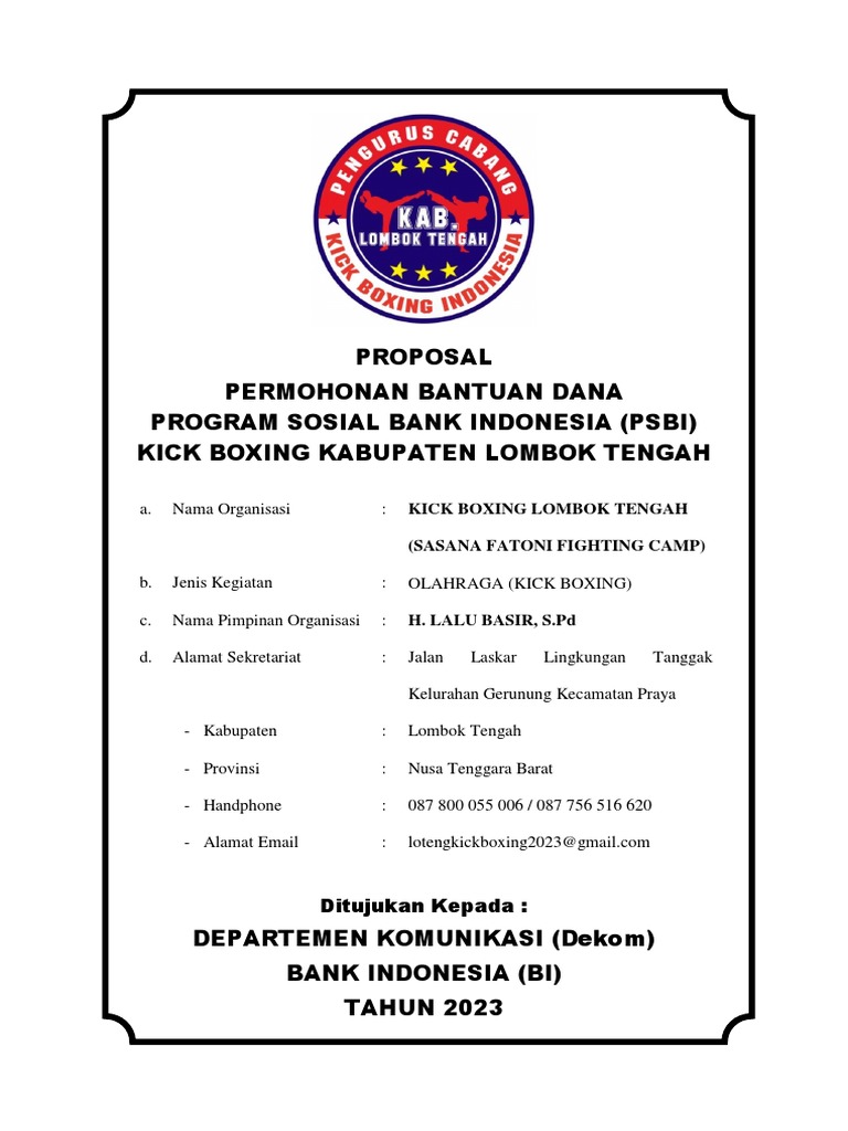 Proposal BI Kick Boxing | PDF