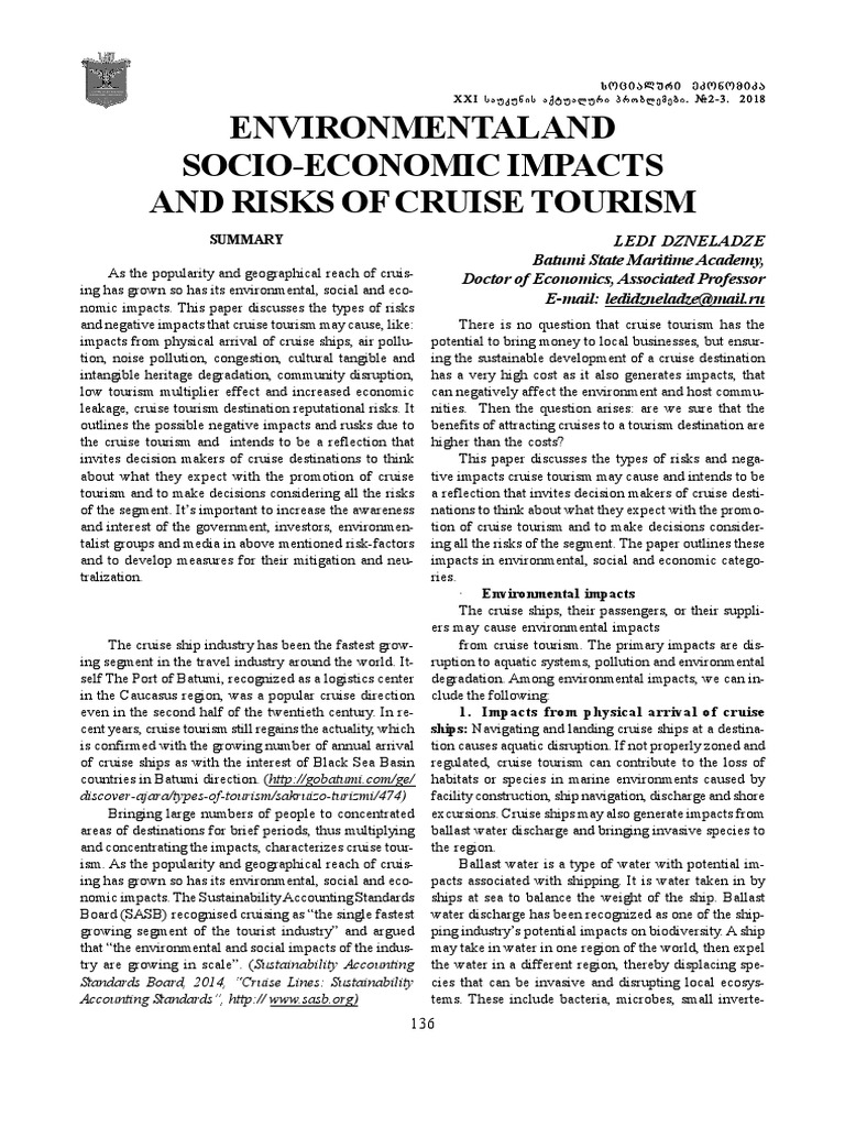 Article. Environmental and Socio-Economic Impacts and Risks of Cruise ... Article. Environmental and Socio-Economic Impacts and Risks of Cruise ...