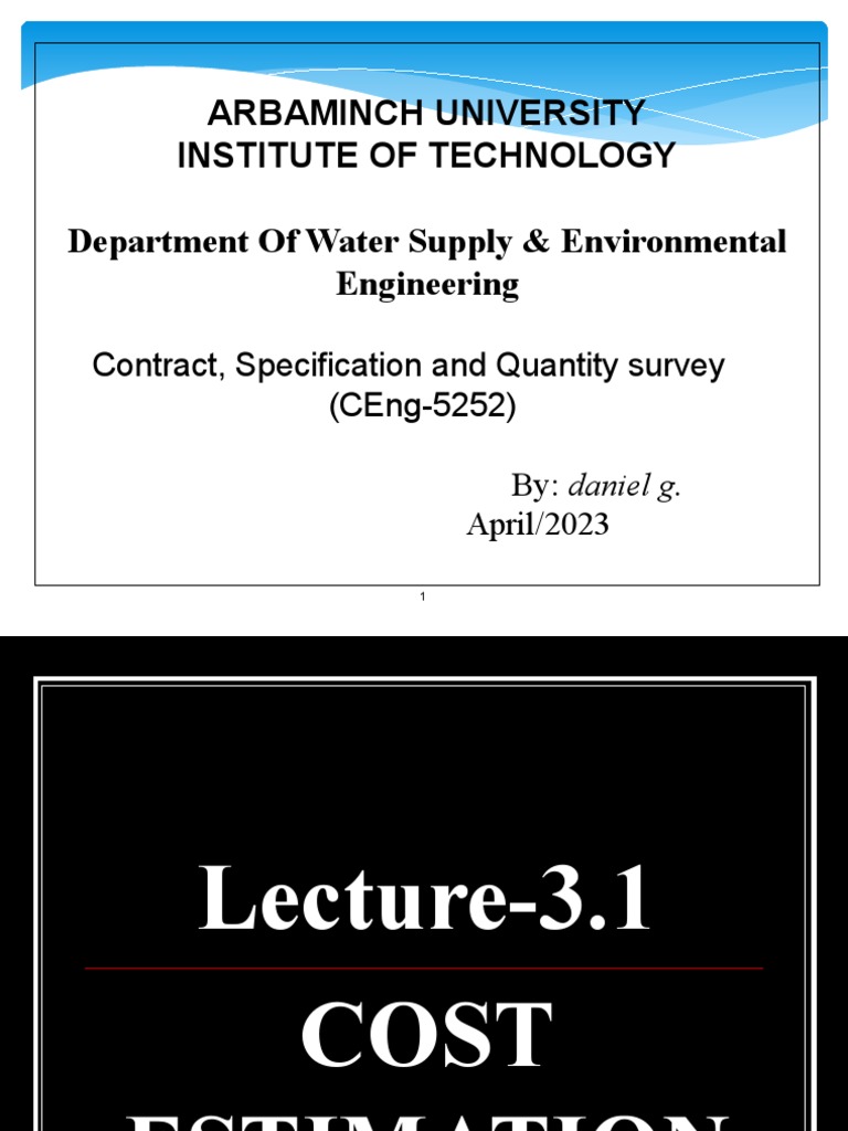 Lecture - 3.1 Cost Estimation | PDF | Depreciation | Valuation (Finance)