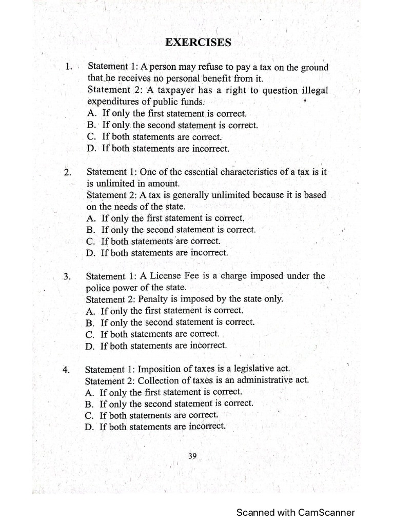 Questions On Fundamental Principles of Taxation | PDF
