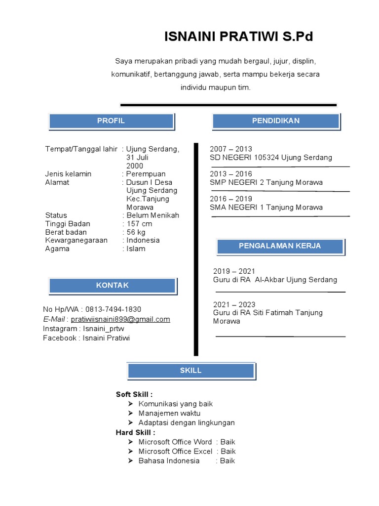 CV Isnaini Pratiwi | PDF