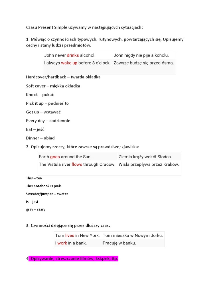 Present Simple Teoria | PDF