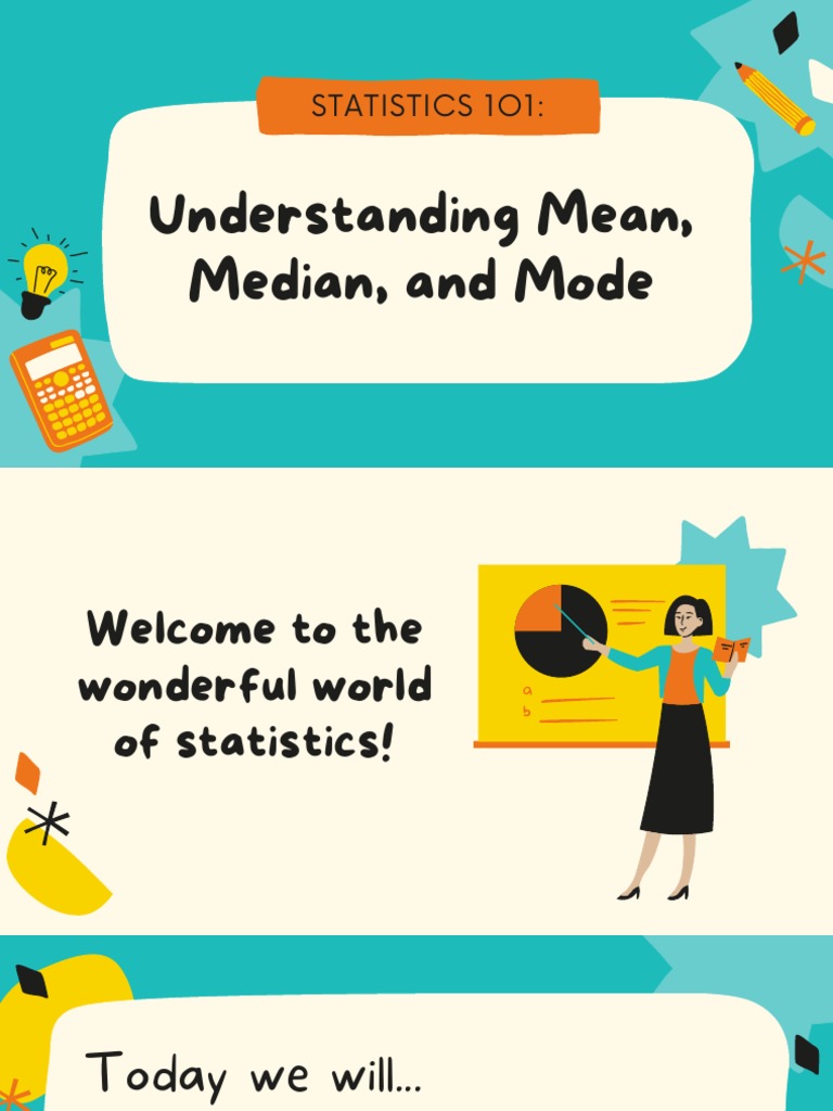 Blue Orange and Yellow Hand Drawn Mean Median and Mode Presentation ...
