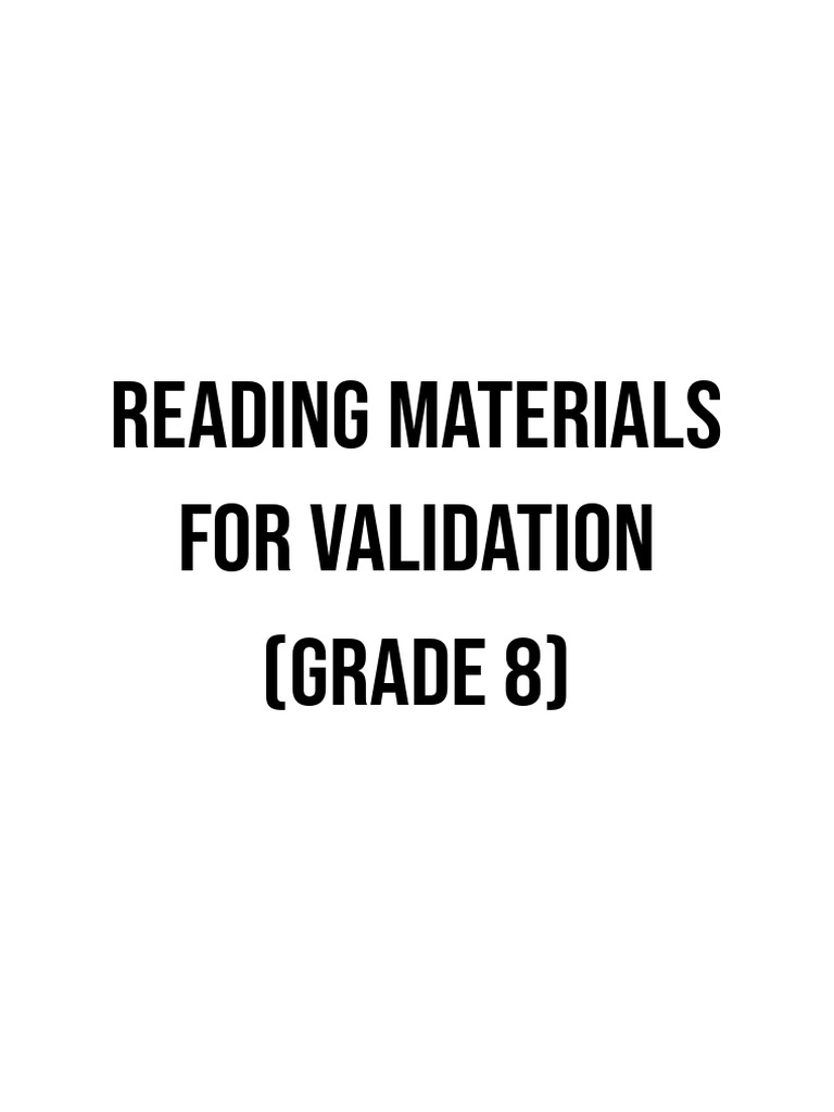 Grade 8-For Validation | PDF | Reading Comprehension | Learning
