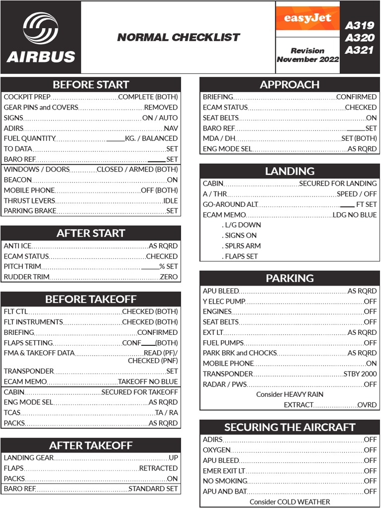 A320 Normal Checklist Overview | PDF | Jet Aircraft | Aviation