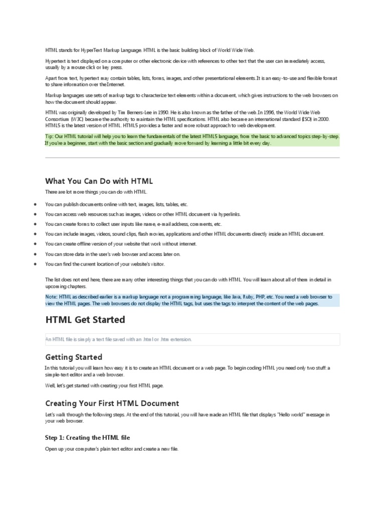 HTML Data | PDF | Html Element | Hyperlink