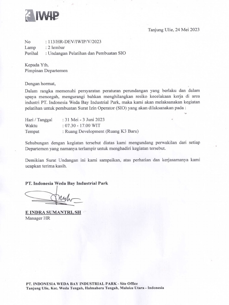 Undangan Pelatihan Dan Pembuatan SIO | PDF