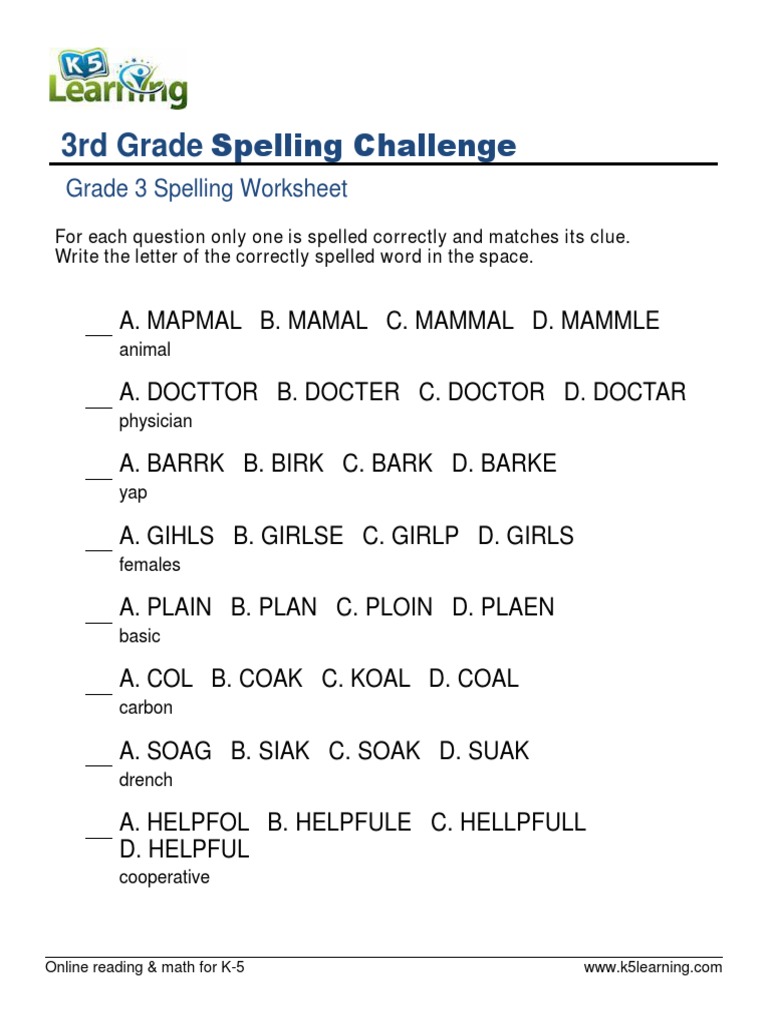 Grade 3 - Spelling | PDF | Language Arts & Discipline