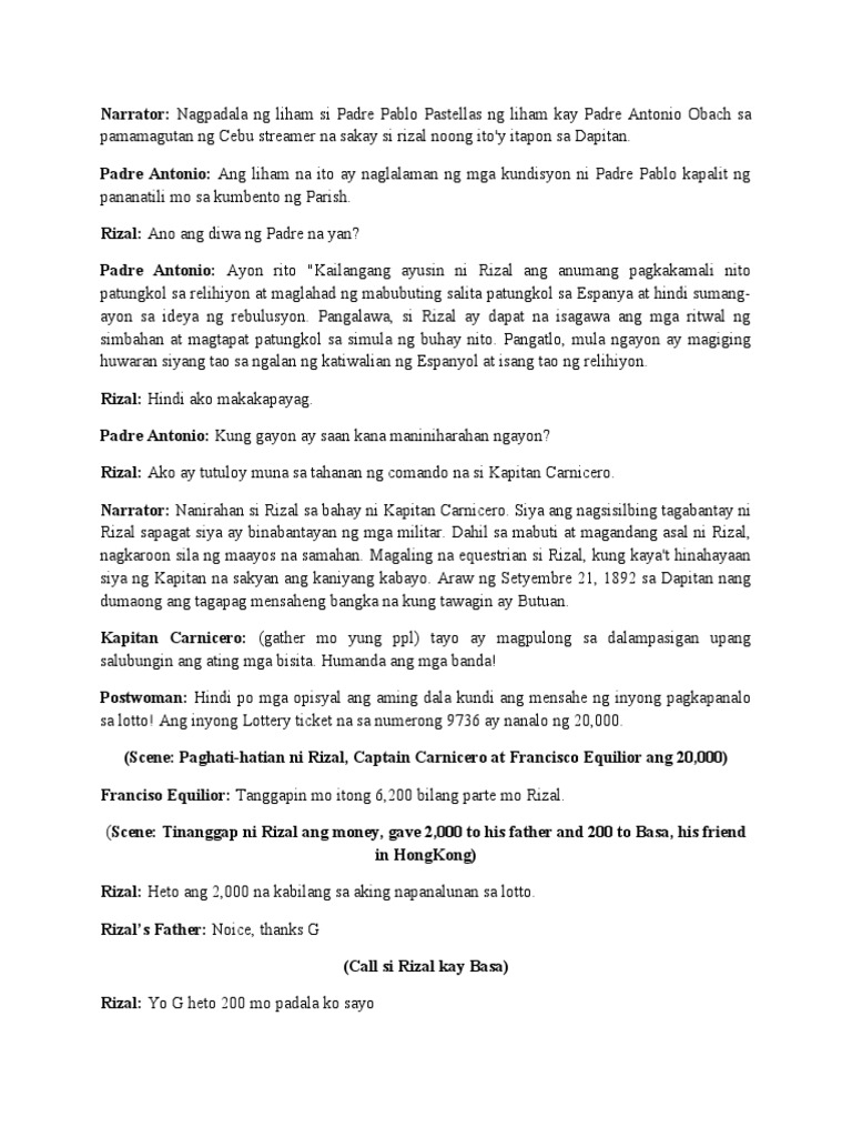 Rizal Roleplay Script | PDF