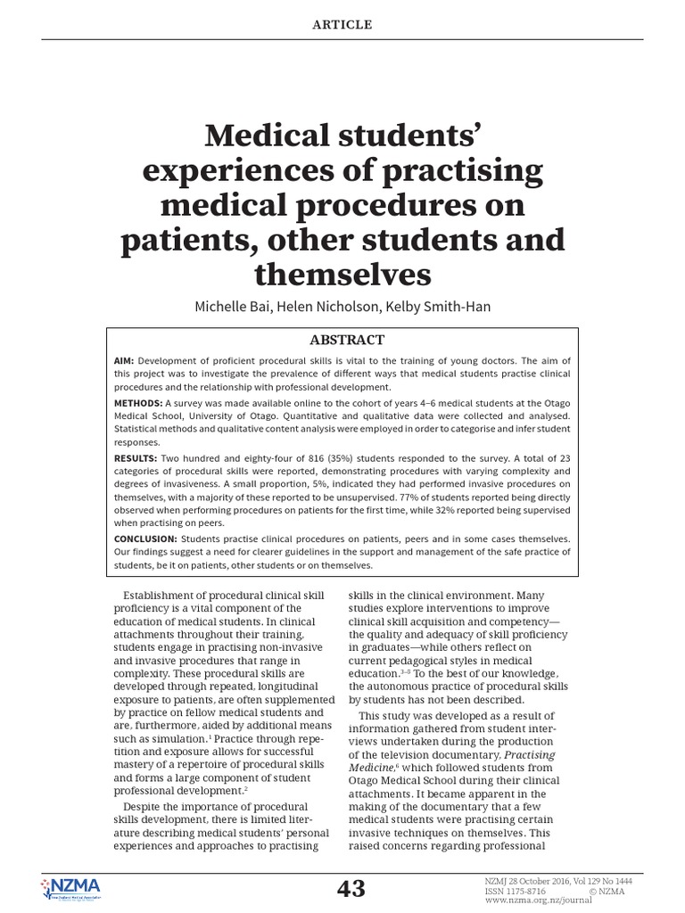 Medical Students' Procedural Practice Insights | PDF | Informed Consent ...