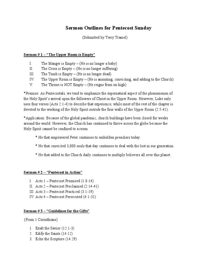 7-Pentecost-Sermon-Outlines-Terry-Tramel | PDF | Acts Of The Apostles ...