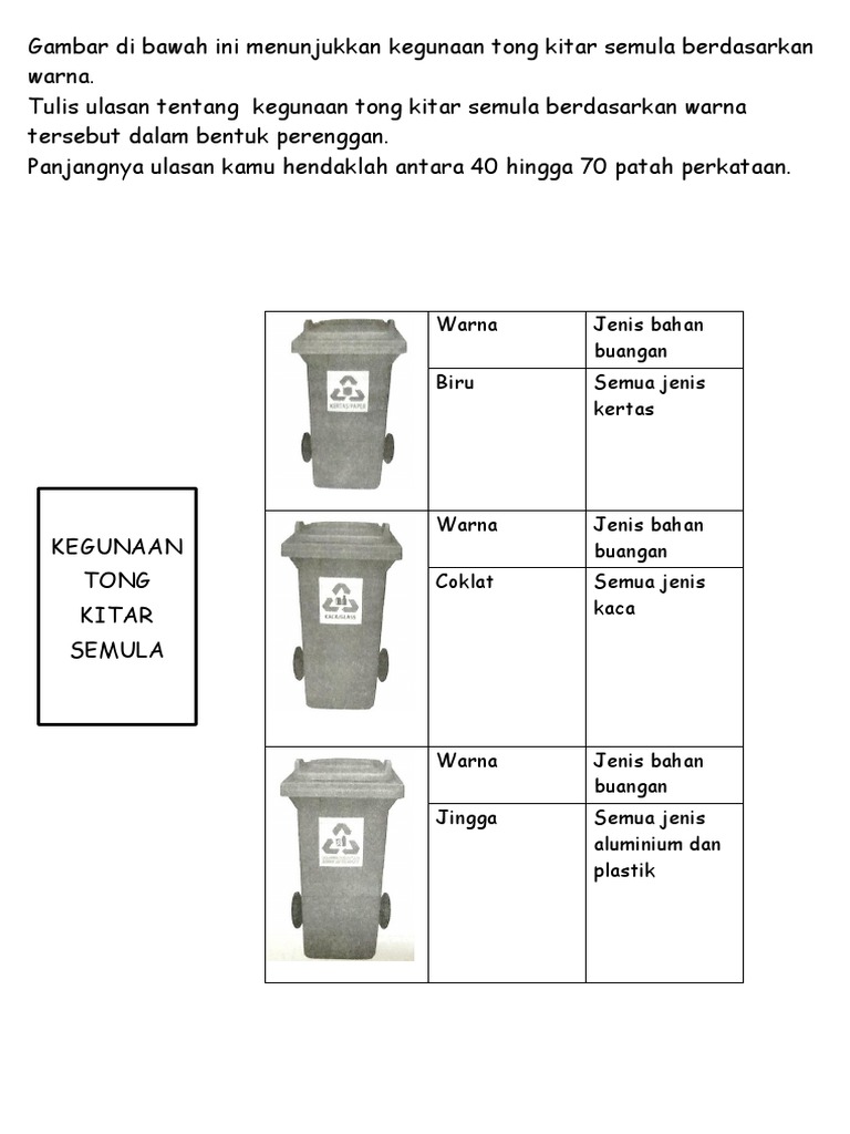 kegunaan tong kitar semula | PDF