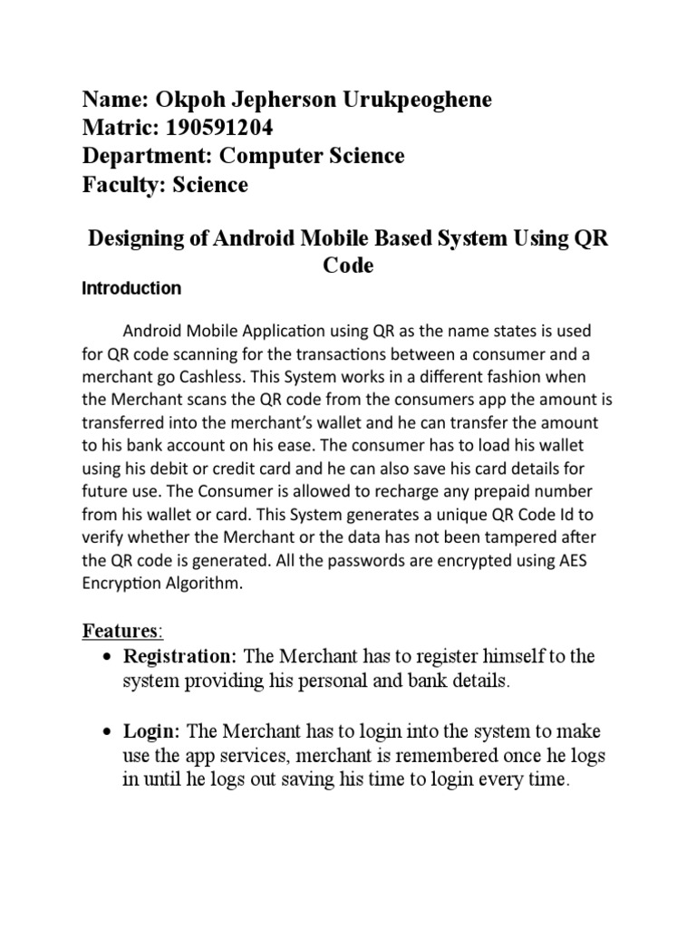 Android Merchant Application Using QR | PDF | Qr Code | Credit Card