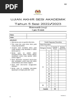 TP1483 - 2 Set Kertas Matematik Tahun 6 Upsa Sesi 202320245 | PDF