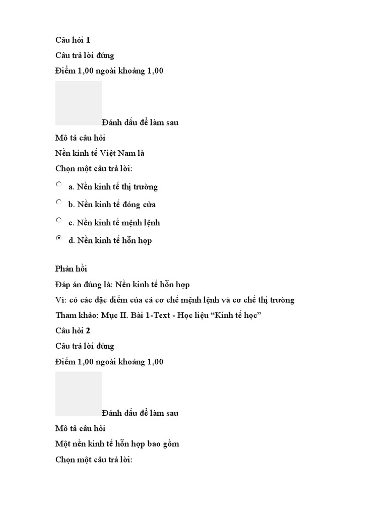 (123doc) - Dap-An-Trac-Nghiem-Mon-Kinh-Te-Hoc-Ehou-Truong-Dai-Hoc-Mo-Ha-Noi | PDF