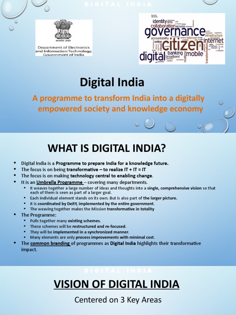 Digital India Presentation | PDF | E Government | Internet Access