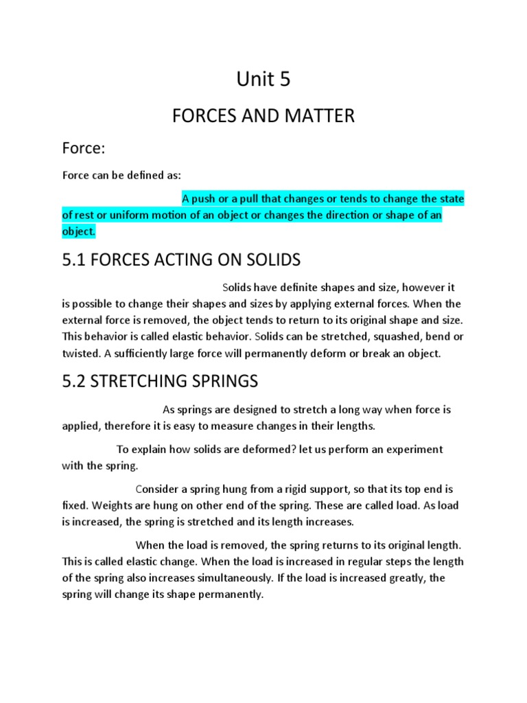 Forces and Matter | PDF | Pressure | Force