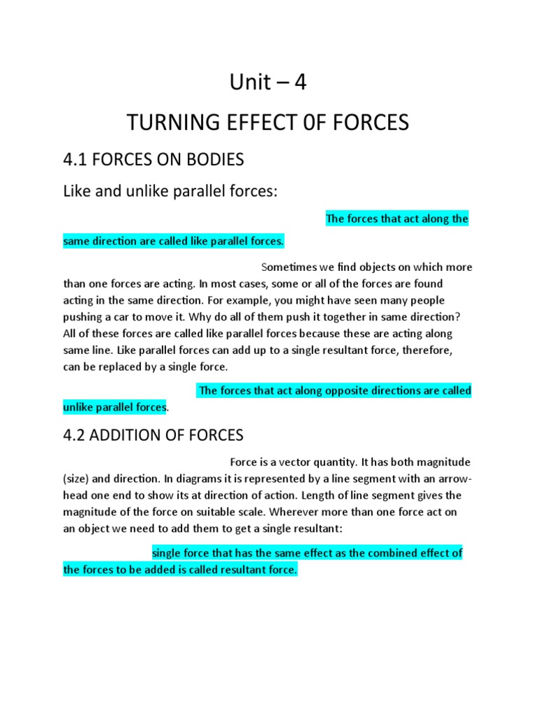 Turning Effect of Force | Download Free PDF | Center Of Mass ...