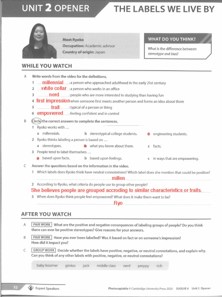 Evolve 6 (Video Resource Book) 63 Opener Copy | PDF