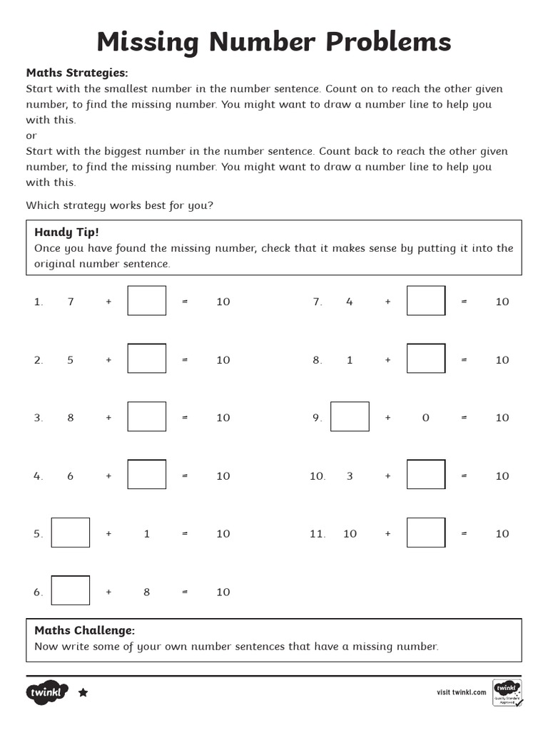 Year 3 Missing Number Problems | PDF | Mathematics | Arithmetic