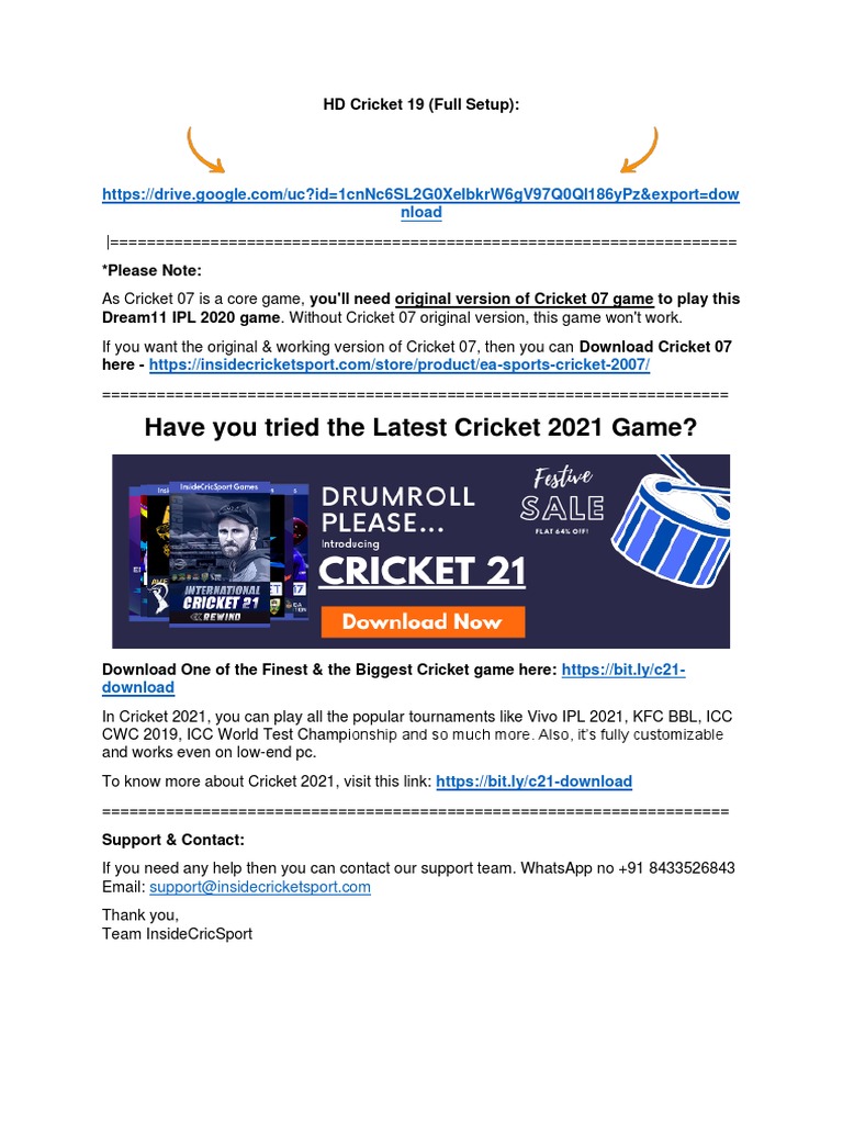Download HD Cricket 19 Setup Now | PDF