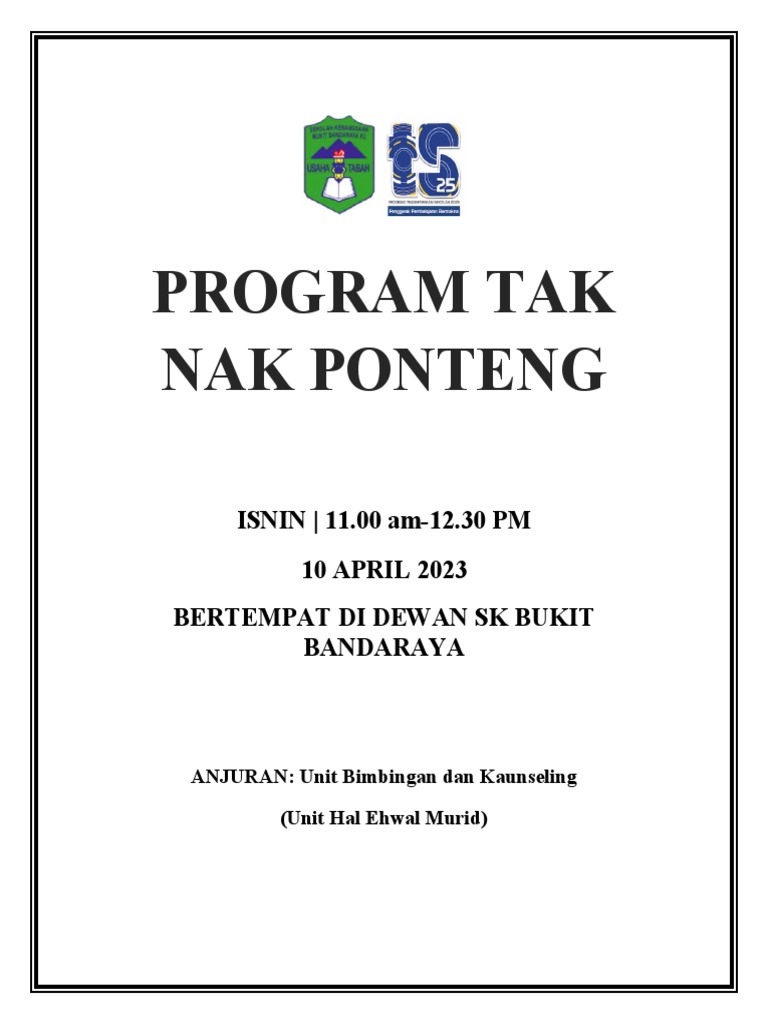 Laporan Program Tak Nak Ponteng | PDF