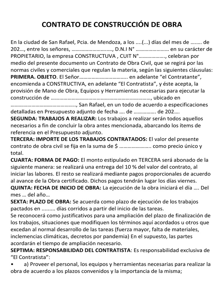 Contrato de Construcción en San Rafael | PDF | Presupuesto | Gobierno