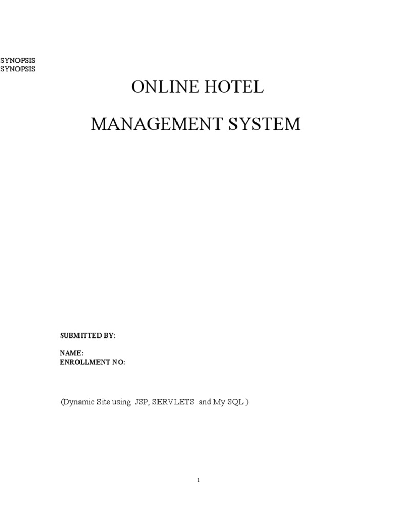 An Automated Online Hotel Management System Using JSP, Servlets and ...