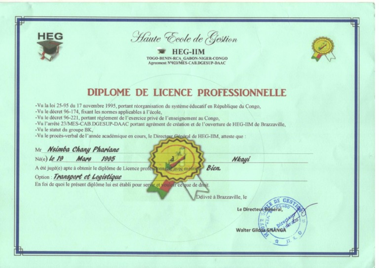 Diplome de Licence Professionnelle | PDF