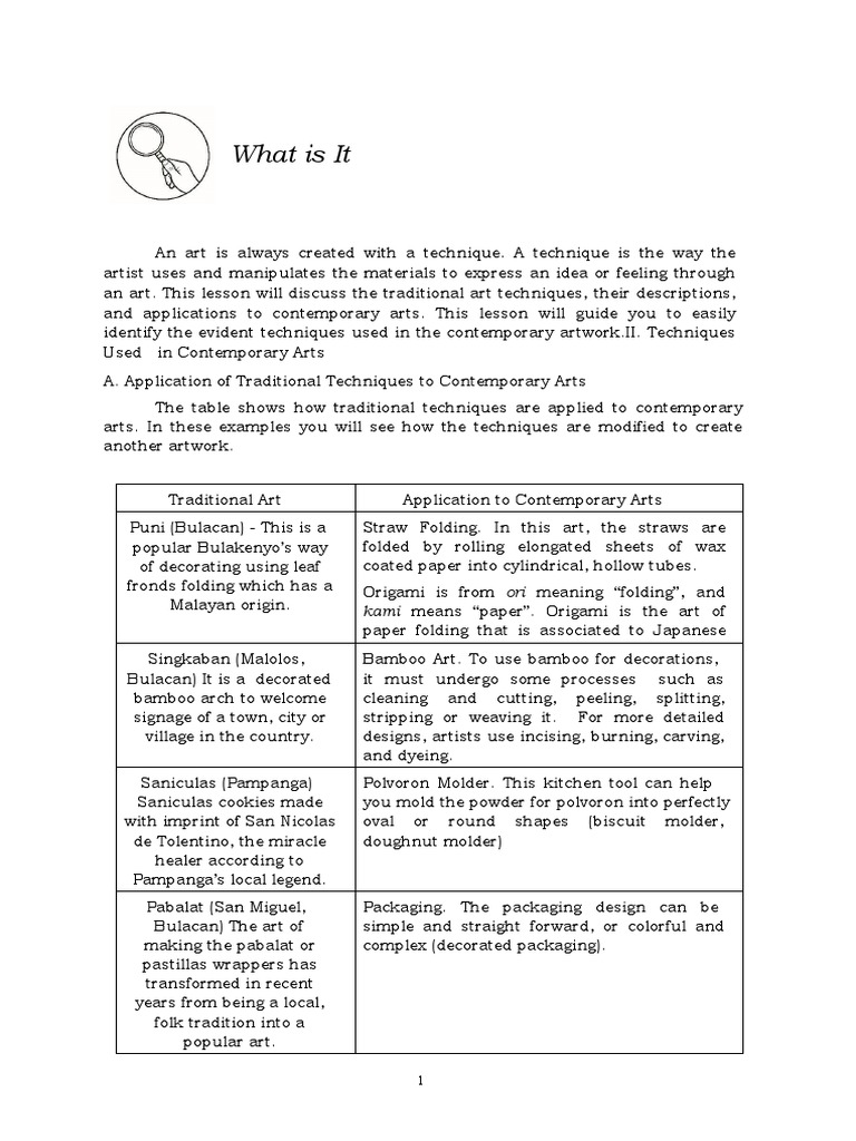 CPAR - Q2 - WEEKS 1 and 2 | PDF | Paintings | Embroidery