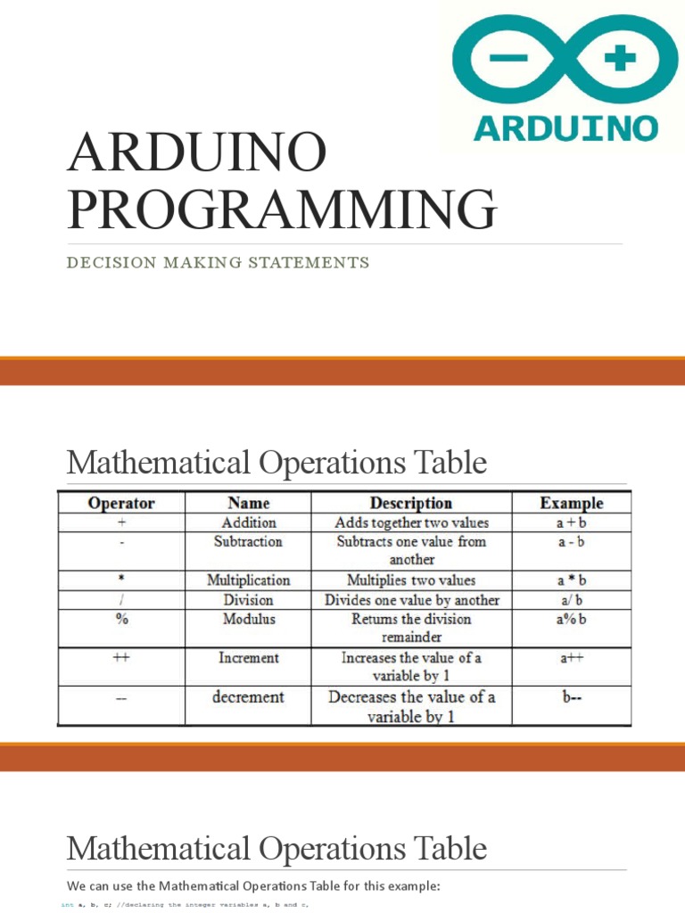 Arduino - Decision Making Statements | PDF | Boolean Data Type | Computing