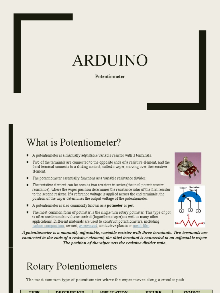 Arduino Potentiometer | PDF | Telecommunications Engineering | Electrical Engineering