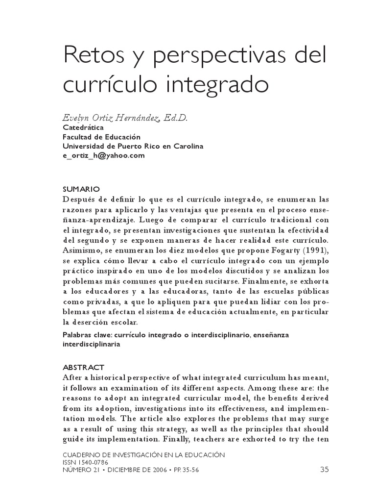 Currículo Integrado | PDF | Plan de estudios | Aprendizaje