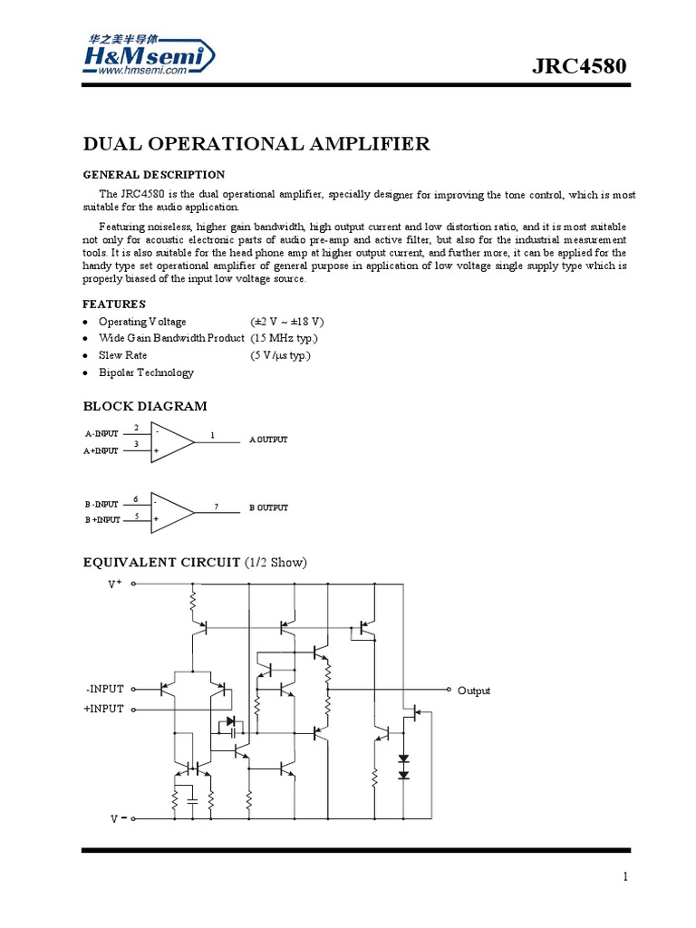 JRC4580 | PDF | Amplifier | Operational Amplifier