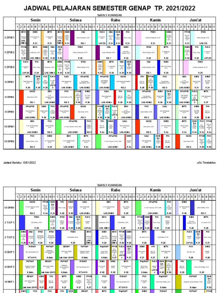 All-Jadwal Pelajaran Sem Genap TP.2021-2022 | PDF