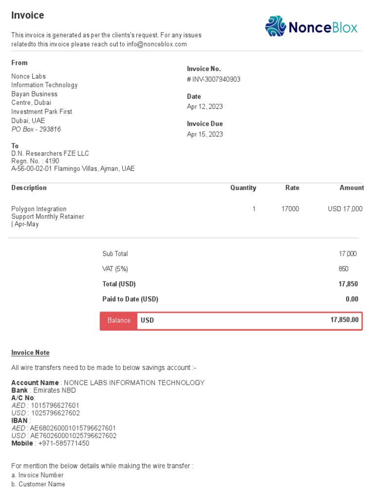 (Invoice) Polygon-Support-April | PDF | Invoice | Service Industries