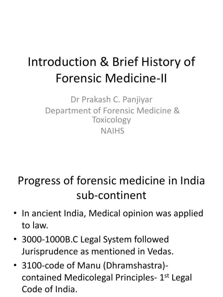Introduction & Brief History of Forensic Medicine-II | PDF | Medical Jurisprudence | Cancer