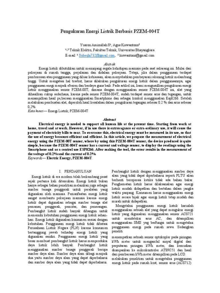 Pengukuran Energi dengan PZEM-004T | PDF