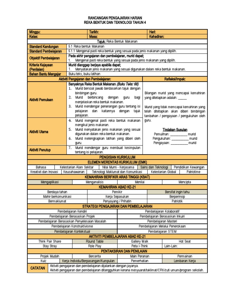 RPH RBT t4 Reka Bentuk Makanan | PDF